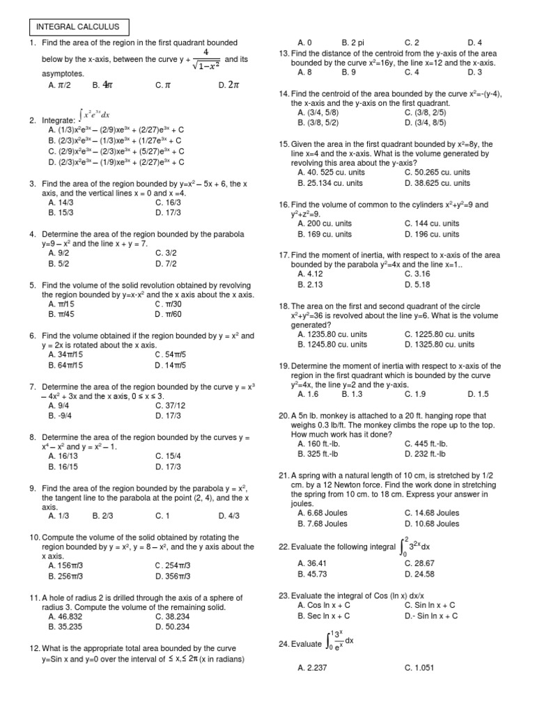 Handouts - Integral Calculus | PDF | Cartesian Coordinate System | Ellipse