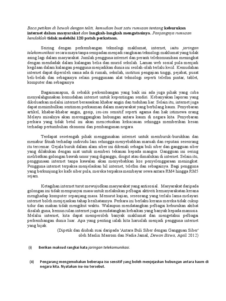 Baca Petikan Di Bawah Dengan Teliti | PDF | Ilmu Sosial