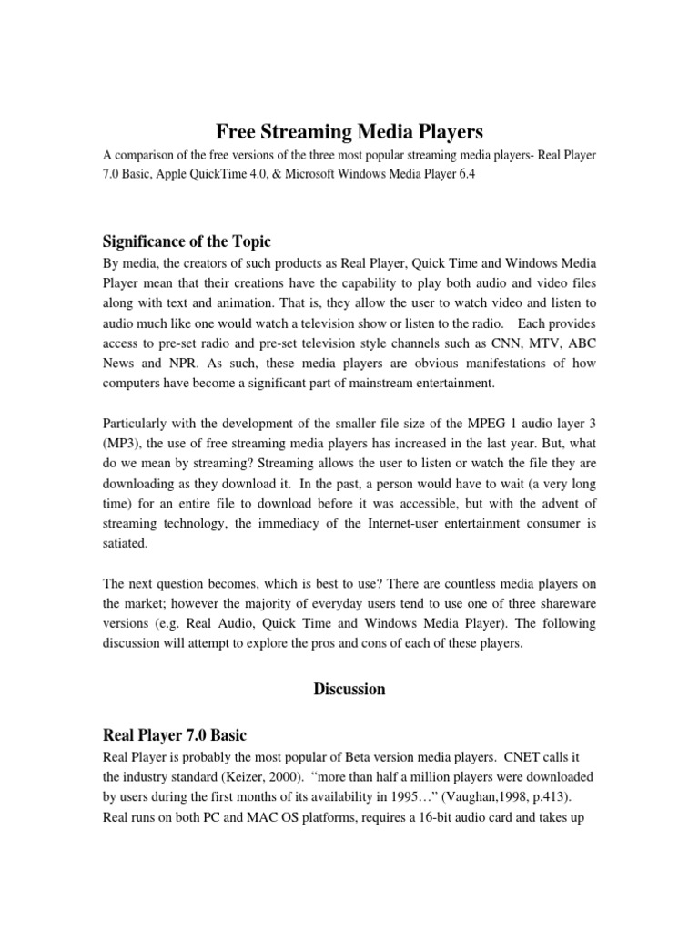 Free Streaming Media Players: Significance of The Topic | Download Free ...