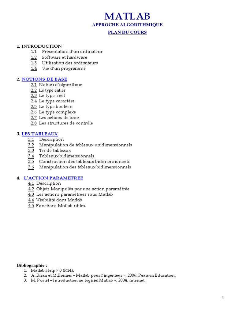 Cours Matlab | PDF | Programme informatique | Programmation