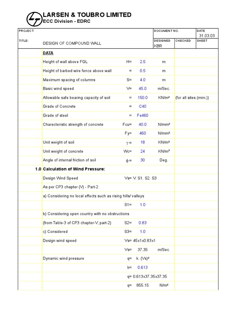 Larsen & Toubro Limited: ECC Division - EDRC | PDF | Wall | Column