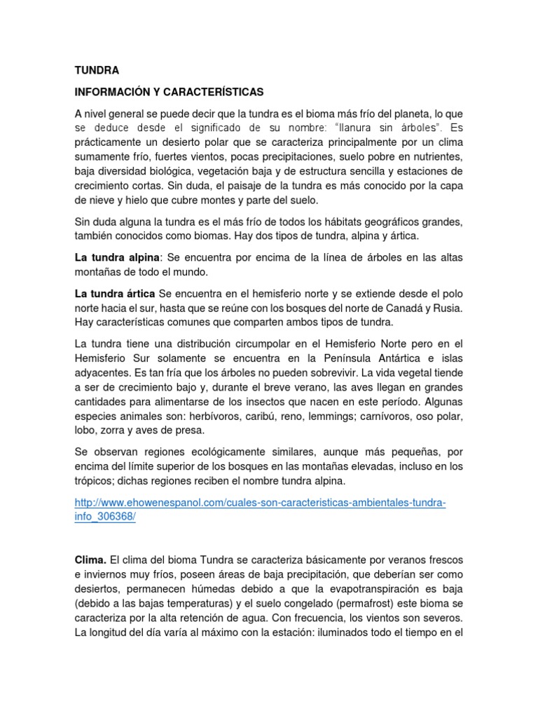 TUNDRA | PDF | Desierto | Ciencias de la Tierra