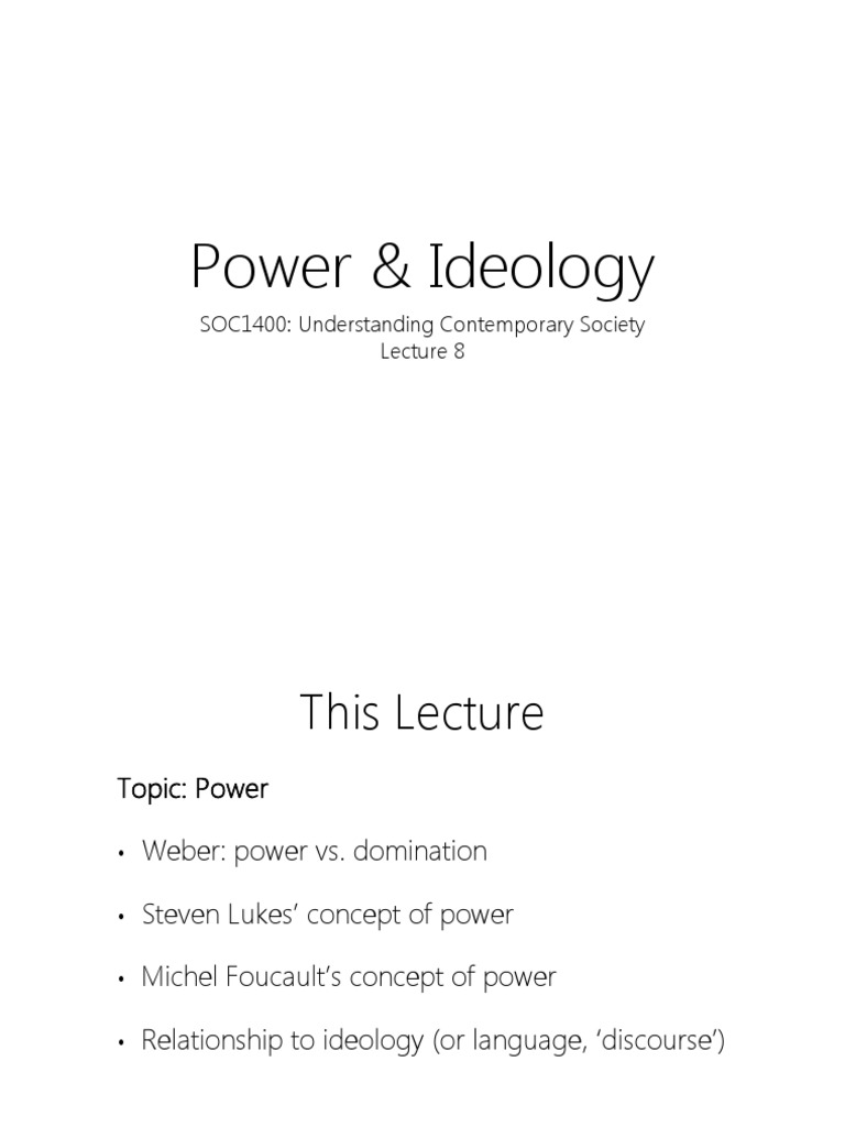 Power & Ideology: SOC1400: Understanding Contemporary Society | PDF ...