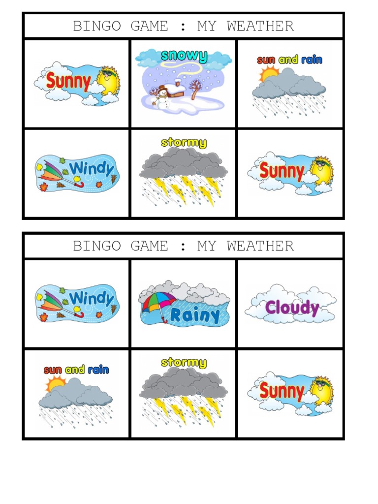 Bingo Game: My Weather Theme | PDF