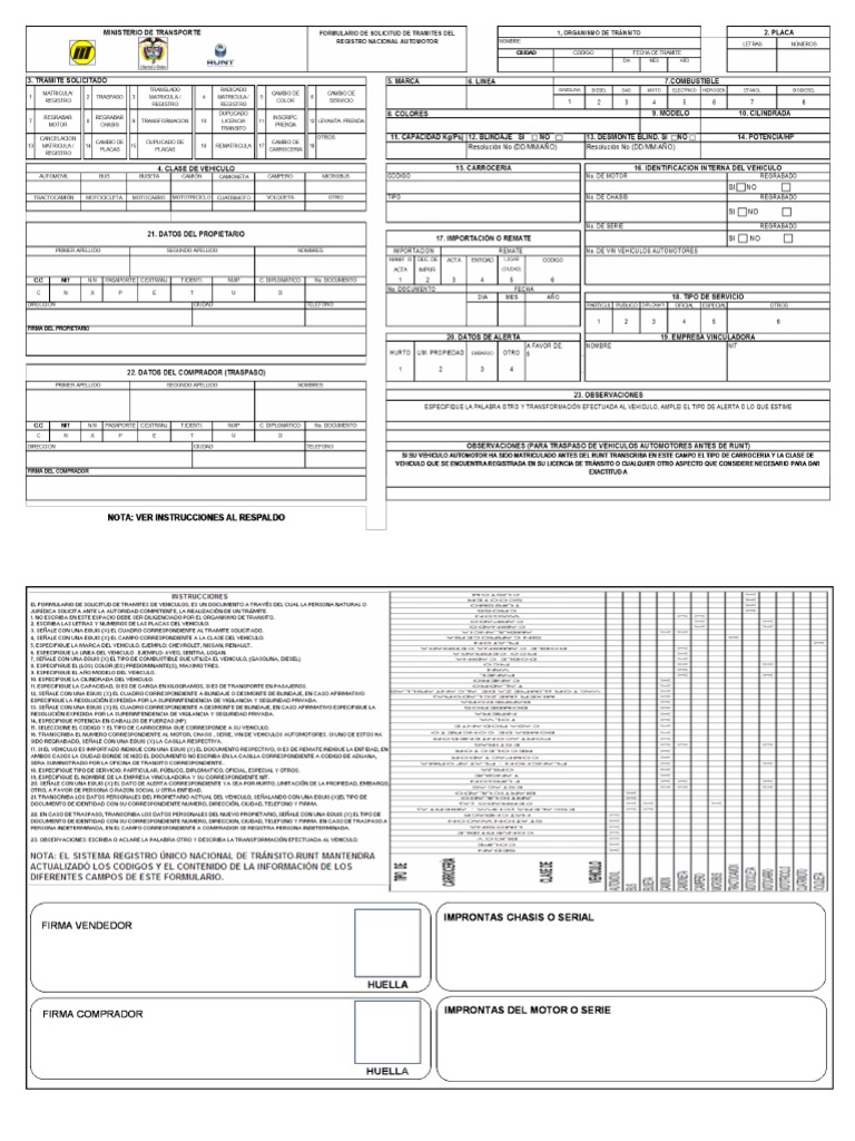 Formulario Runt | PDF