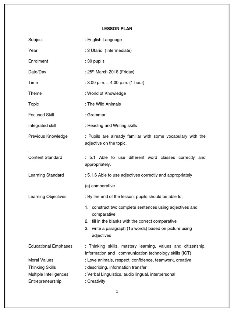 Grammar Lesson Plan | PDF | Teachers | Lesson Plan