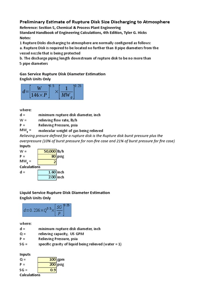 Rupture Disk Sizing Guidelines | PDF | Science & Mathematics ...
