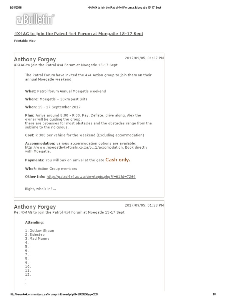 Anthony Forgey: 4X4AG To Join The Patrol 4x4 Forum at Moegatle 15-17 ...