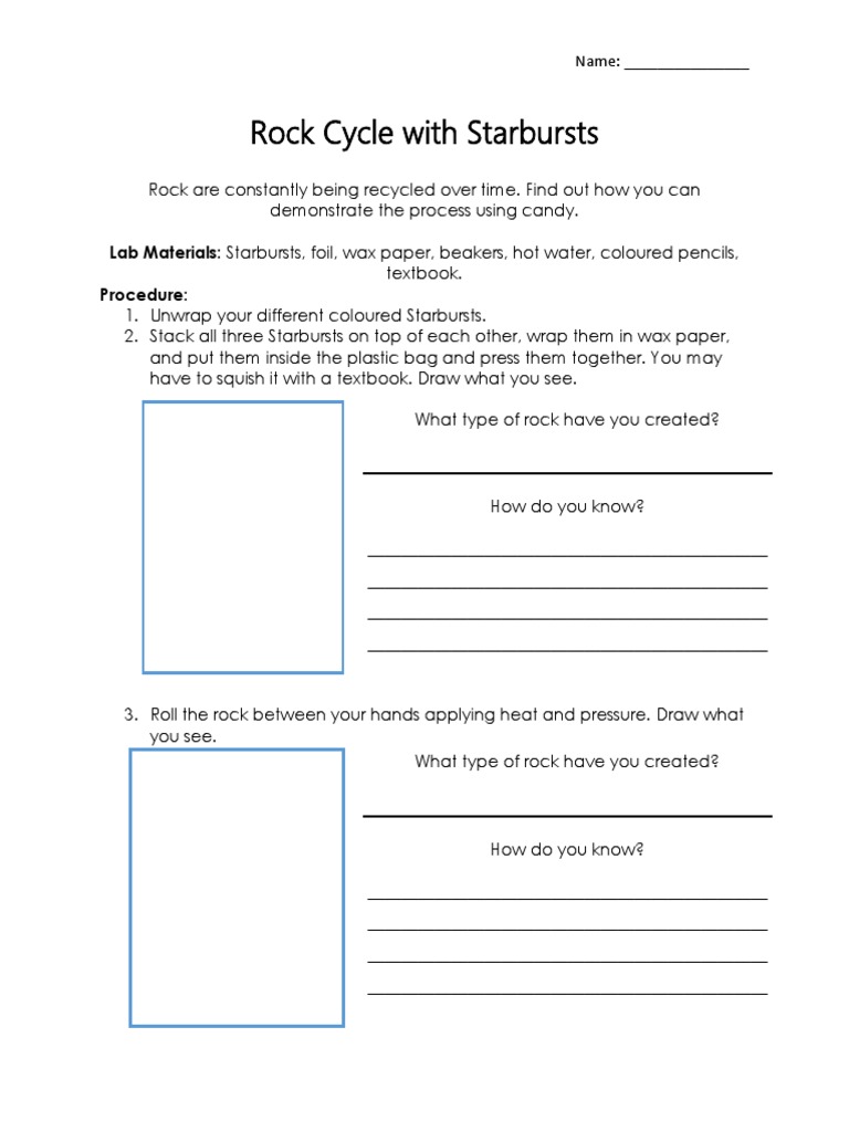Starburst Lab Sheet | PDF | Rock (Geology) | Earth Sciences