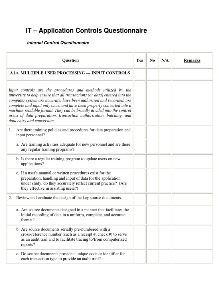 IT Application Controls Audit Checklist | PDF | Input/Output | Information