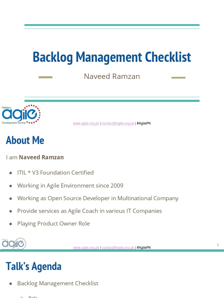Backlog Management Checklists by Naveed Ramzan | PDF | Scrum (Software ...