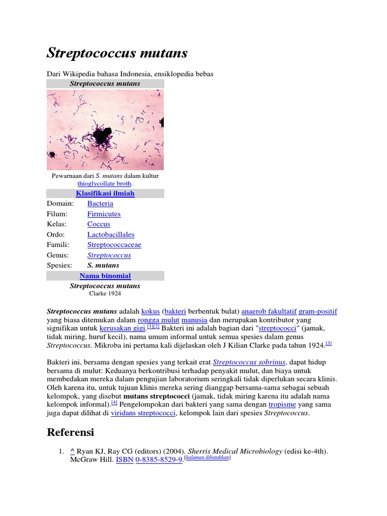 Streptococcus Mutans dan Karies Gigi | PDF