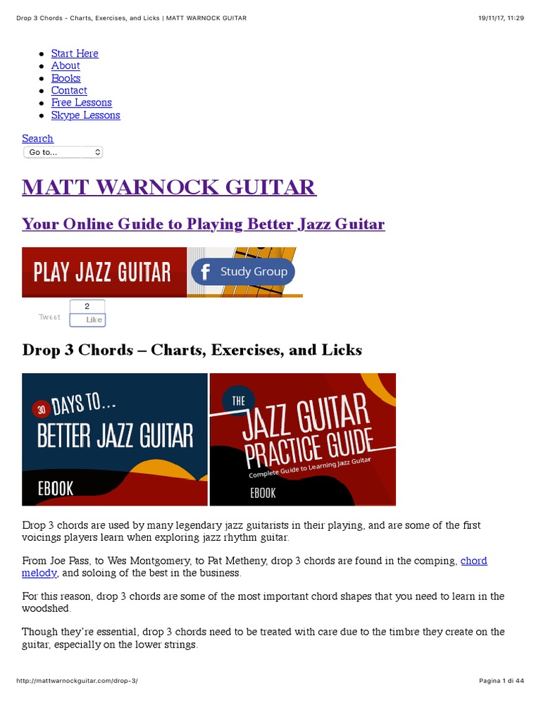 Drop 3 Chords - Charts, Exercises, and Licks - MATT WARNOCK GUITAR ...