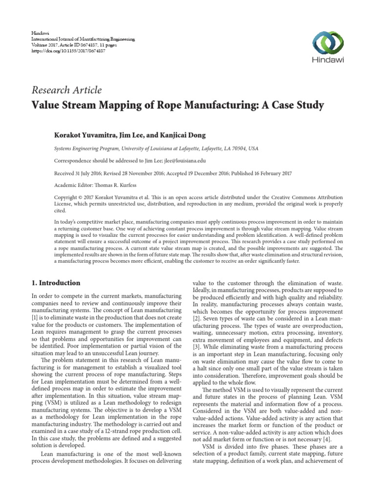 Value Stream Mapping, A Case of Study | PDF | Lean Manufacturing ...