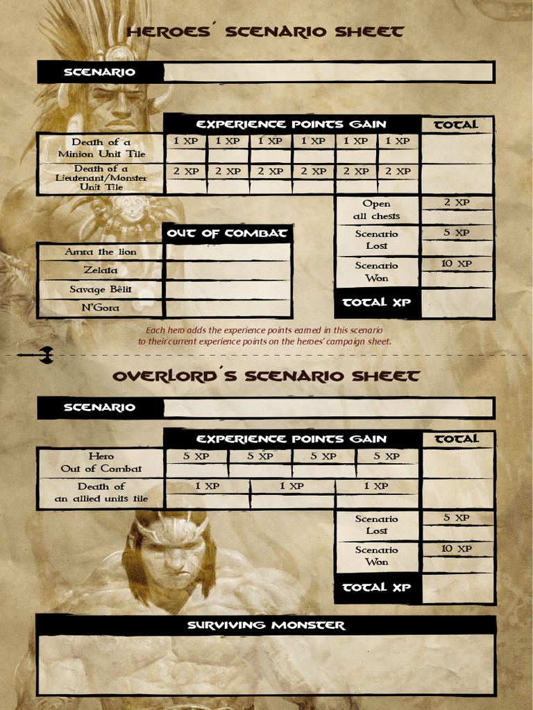 Conan Campaign Scenario Sheets US | PDF | Game Design | Leisure Activities