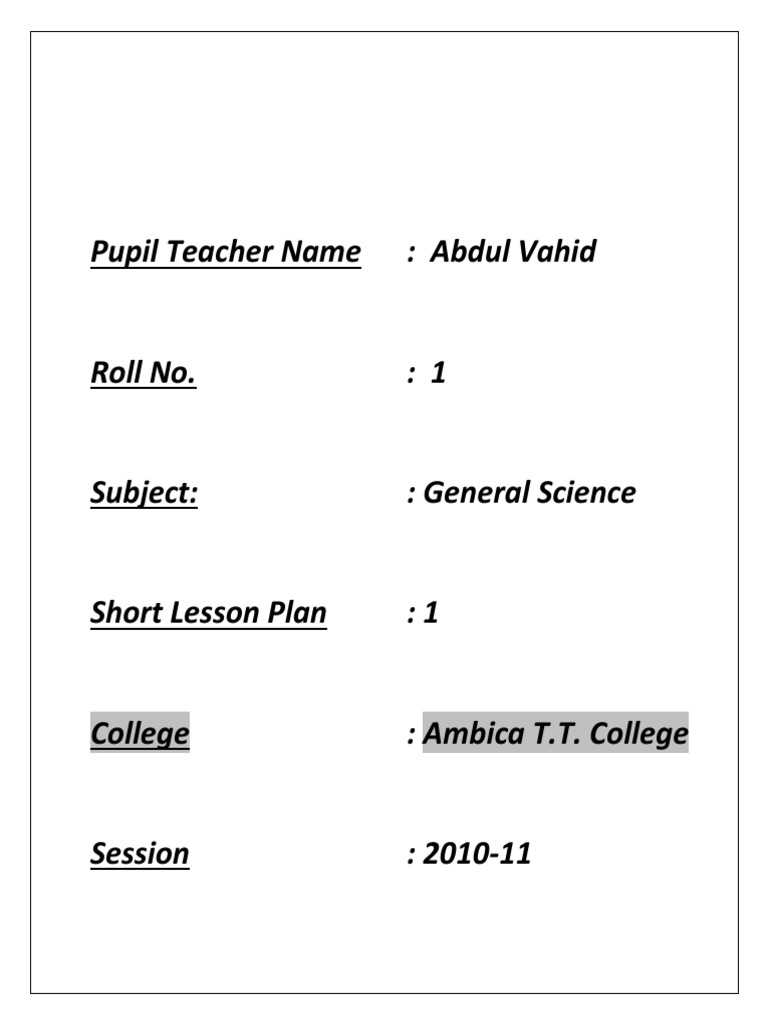 B Ed Short Lesson Plan | PDF | Atoms | Proton