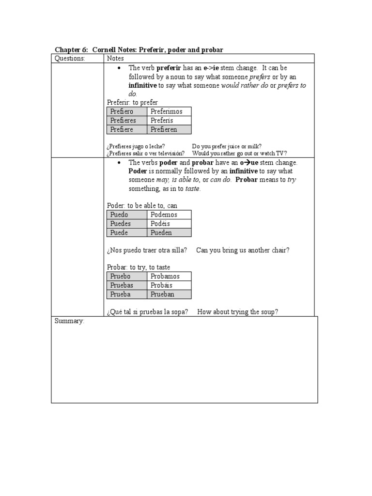 Spanish Verb Stem Changes Guide | PDF