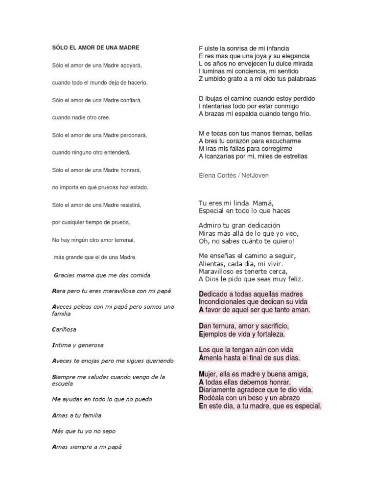 Acrostico Mamá | PDF | Amor