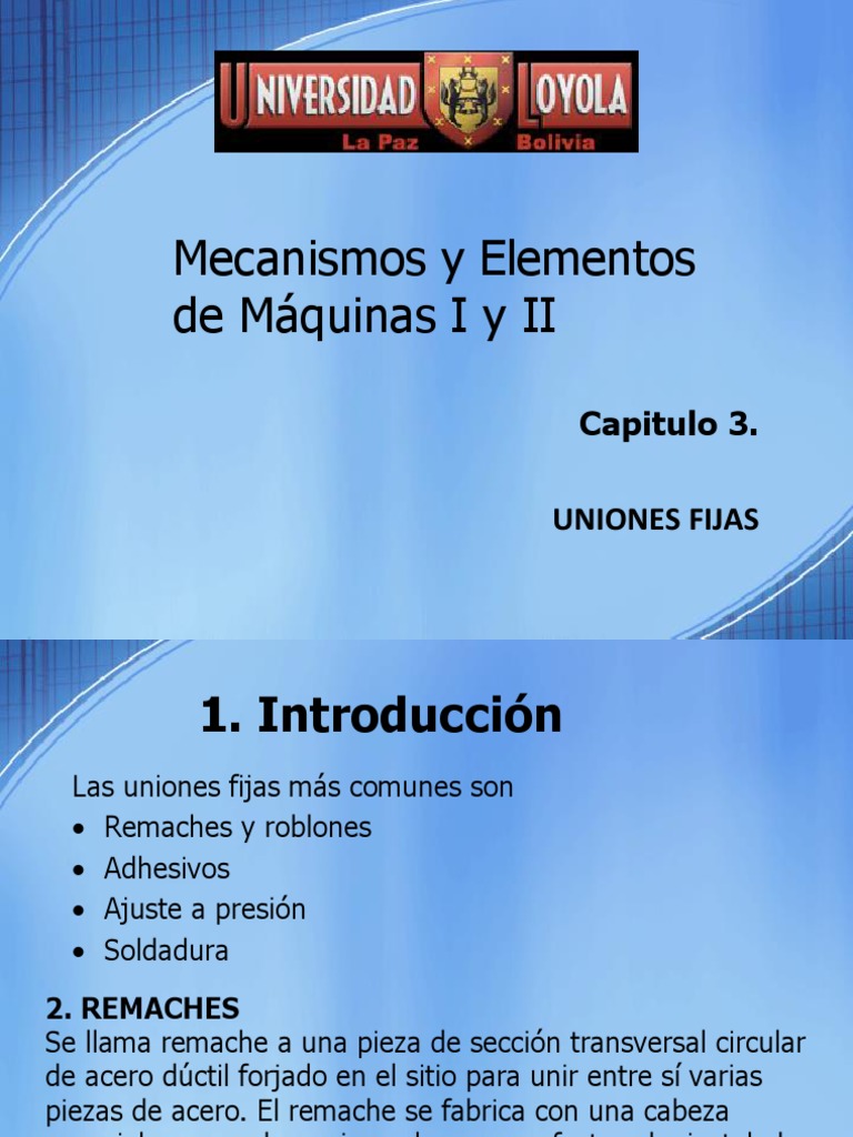 Uniones Fijas: Remaches y Cálculos | PDF | Fatiga (material) | Remache