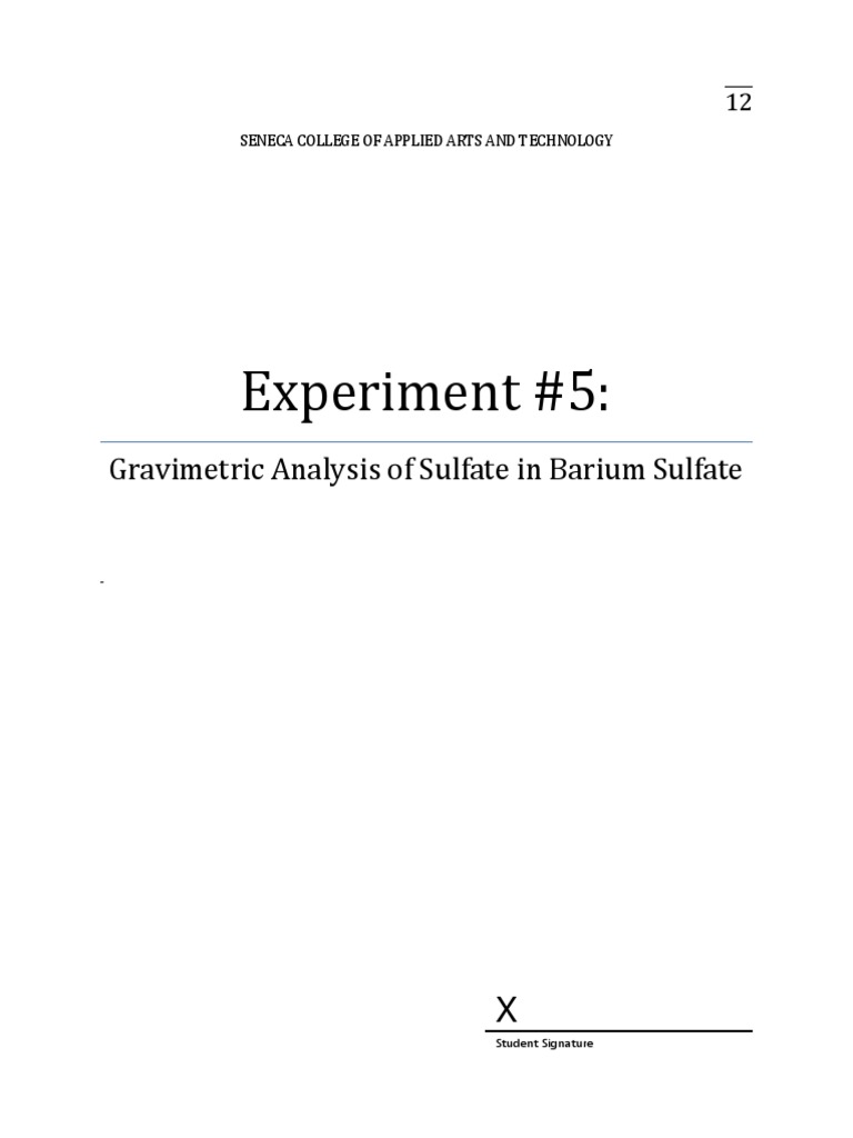 Experiment 5 - Gravimetric Analysis - Lab Report | PDF | Physical Chemistry | Chemistry