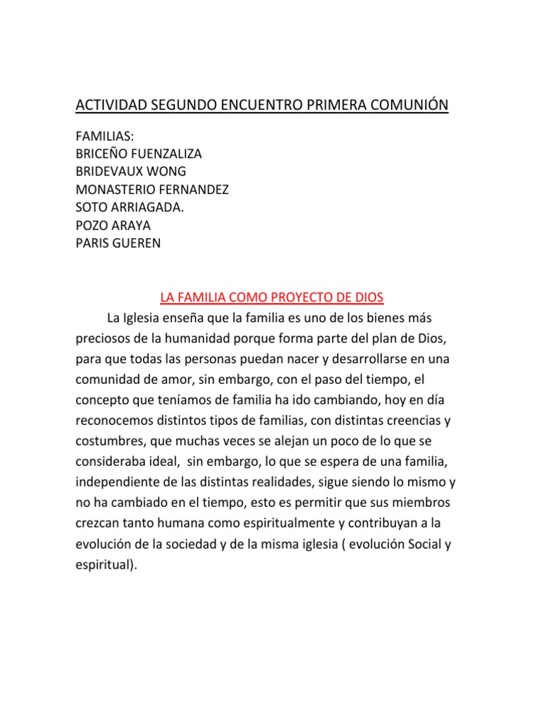 La Familia Como Proyecto de Dios | PDF | Familia | Amor