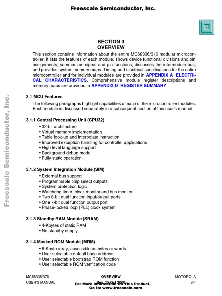 Freescale Semiconductor MC68376BGVFT25 Datasheet | PDF ...