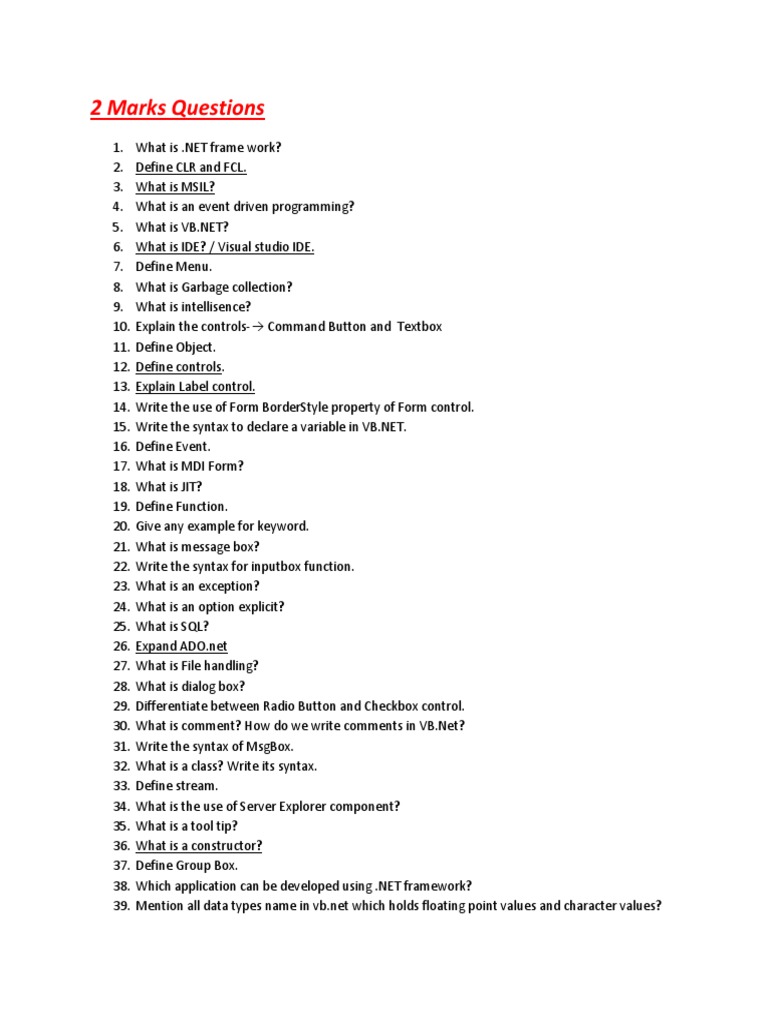 2 Marks Questions | PDF | Computer Programming | Information Technology Management