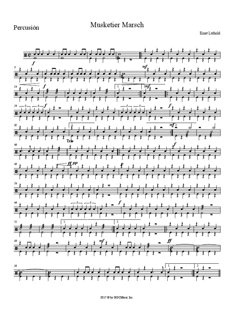 Musketier Marsch: Partitura para Percusión | PDF