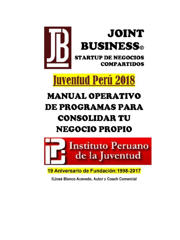 A Manual de Programas Empresariales Guía Joint Business (Revisión Final) | PDF | Juventud | Perú