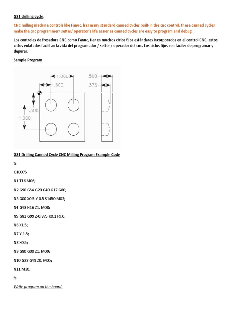 (Mac) Drilling Cycles. | PDF | Perforación | Control numerico