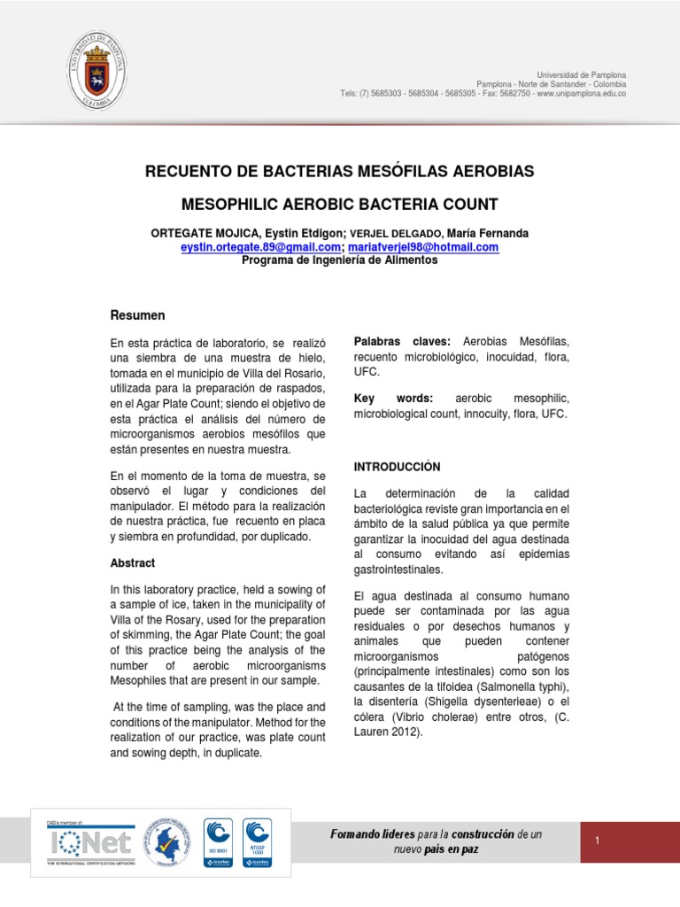Mesofilas Aerobias | Descargar gratis PDF | Microorganismo | Las bacterias