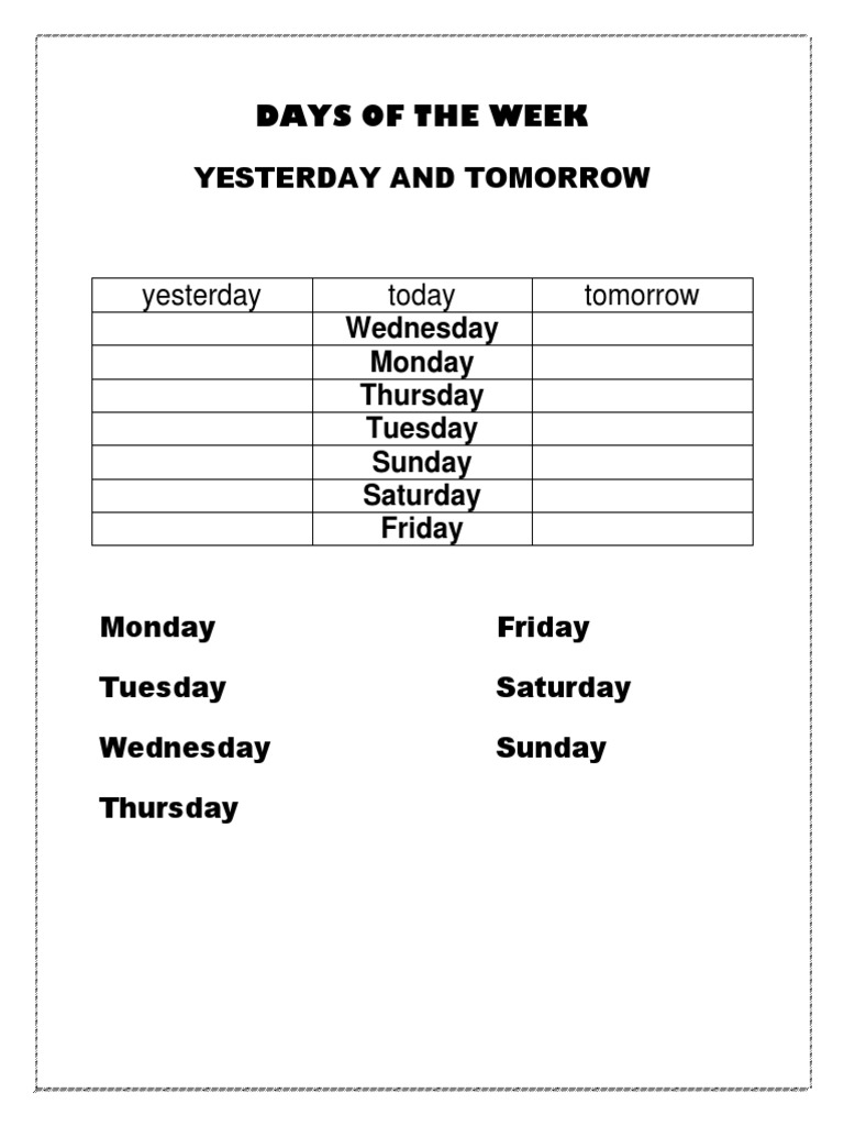 Days of the Week Overview | PDF