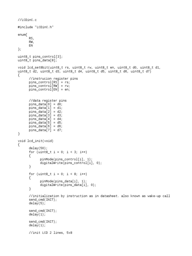 LCD Control in C Code | PDF | Computer Engineering | Computer Architecture