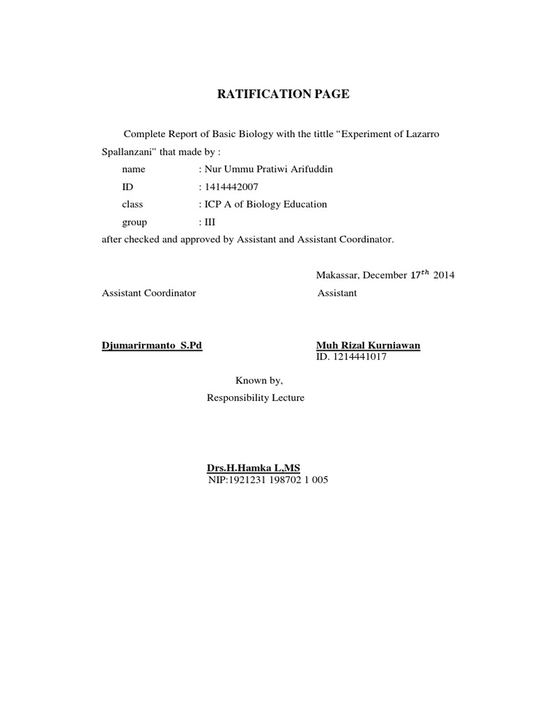 Ratification Page: Djumarirmanto S.PD Muh Rizal Kurniawan | PDF ...