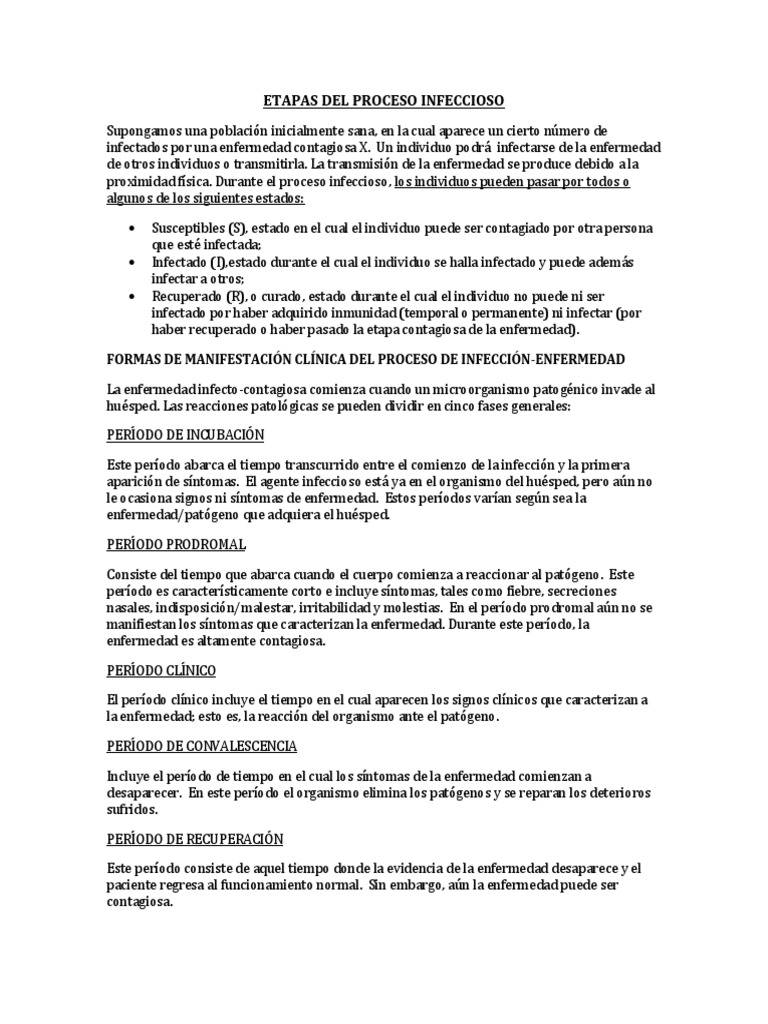 Etapas Del Proceso Infeccioso | PDF | Infección | Enfermedades y trastornos