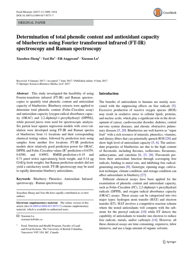 10.1007 - s11694 017 9573 7 | PDF | Phenols | Raman Spectroscopy