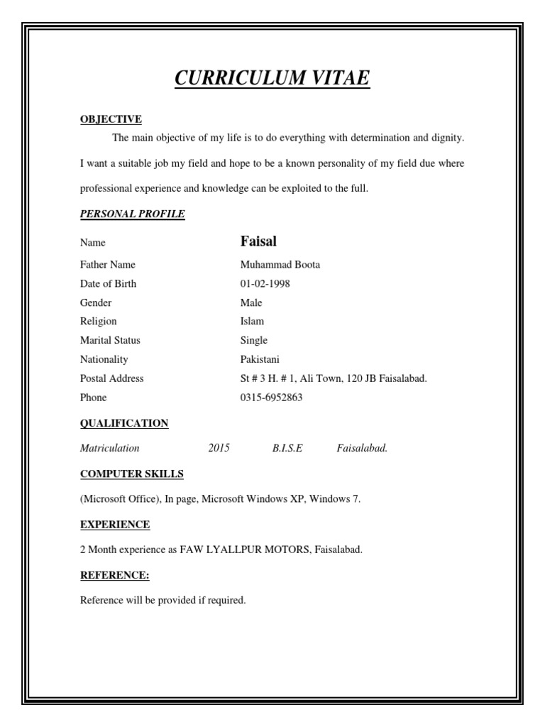 Curriculum Vitae Faisal | PDF