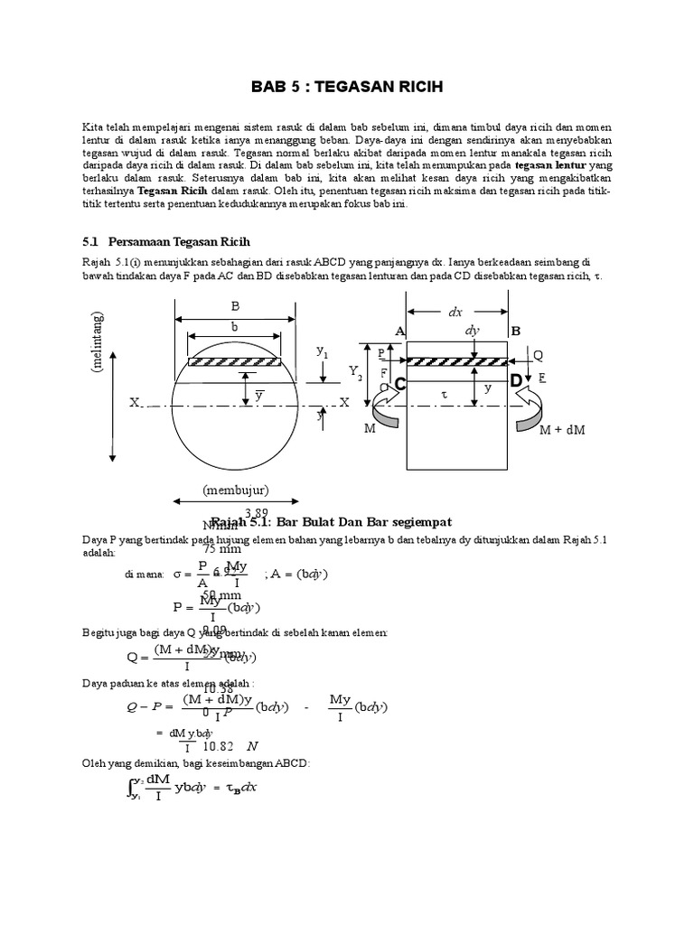 Bab 5 Tegasan Ricih Dalam Rasuk | PDF