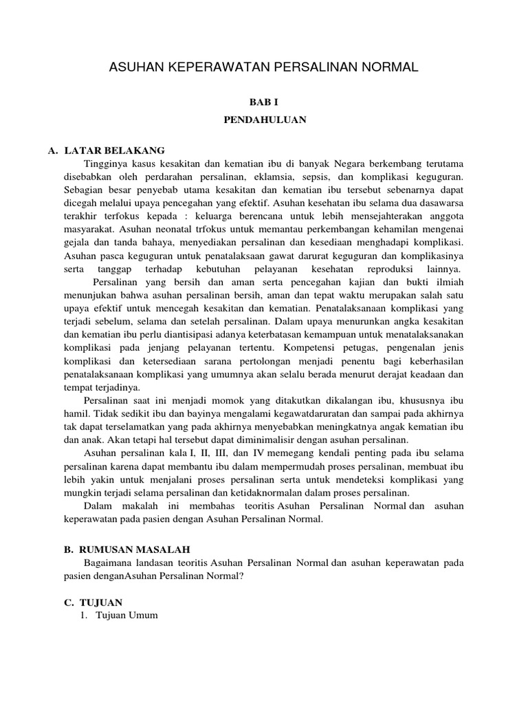 Asuhan Keperawatan Persalinan Normal | PDF