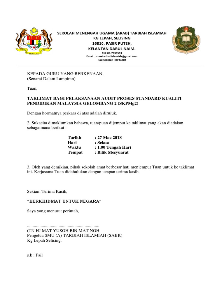 CTH Surat Jemputan Skpmg2 | PDF