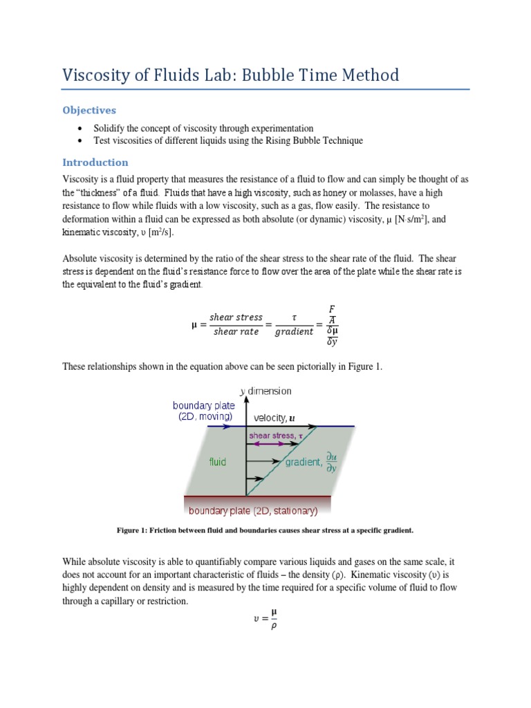 Viscosity of Fluids Lab (Bubble Time Method) | Download Free PDF ...