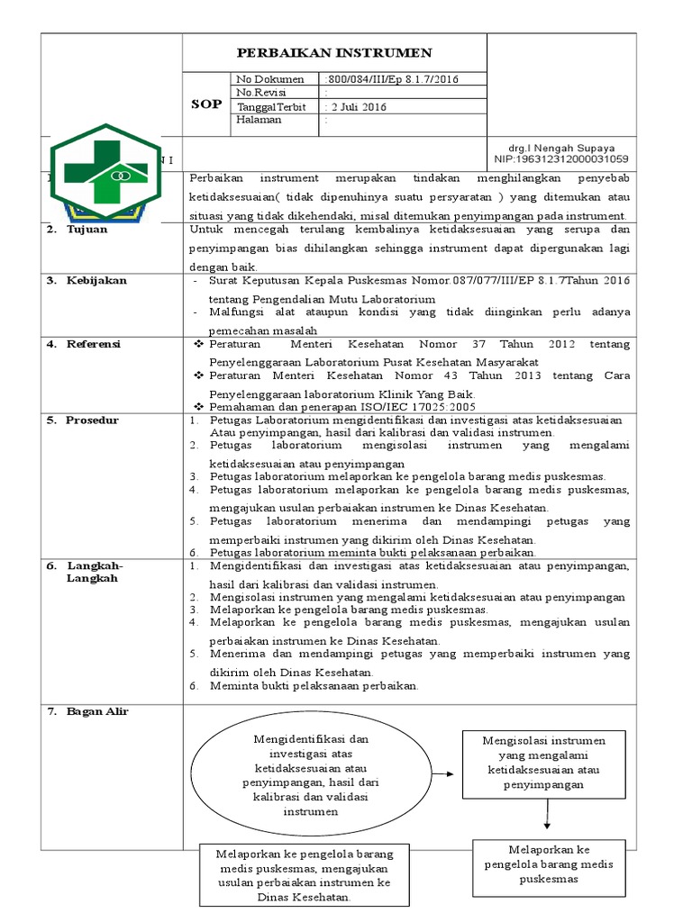 Sop Perbaikan Instrumen | PDF