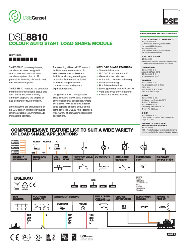 Dse8810 Data Sheet (Usa) | PDF | Electrical Engineering | Electronics