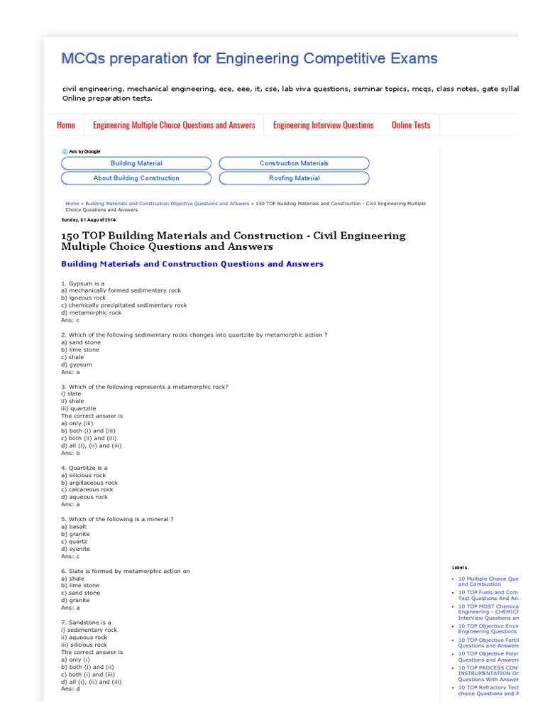 150 TOP Building Materials and Construction - Civil Engineering ...