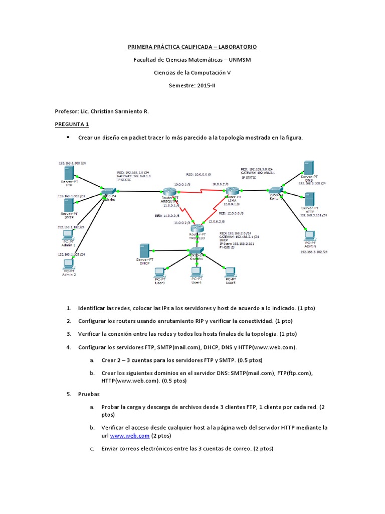 Primera Práctica Calificada CCV | PDF | Dirección IP | Protocolo de transferencia de archivos