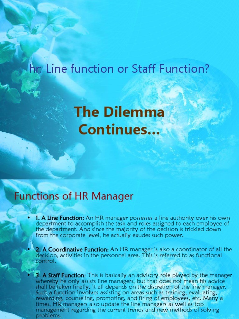 HR: Line Function or Staff Function?: The Dilemma Continues | PDF ...