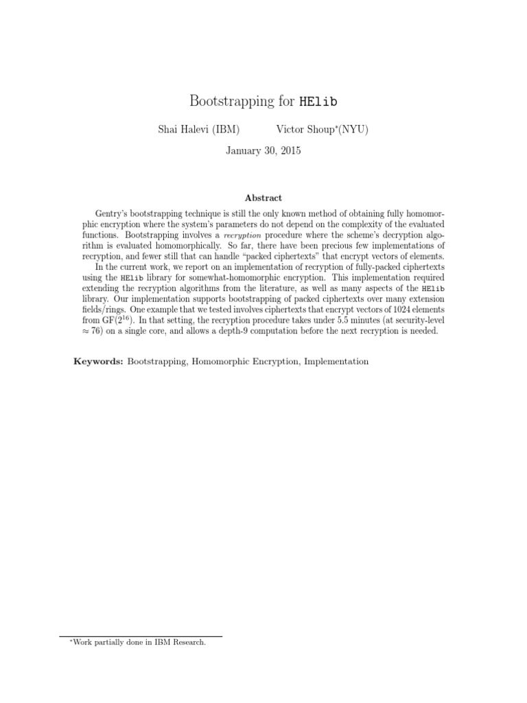 Bootstrapping in HElib | PDF | Espionage Techniques | Cryptography