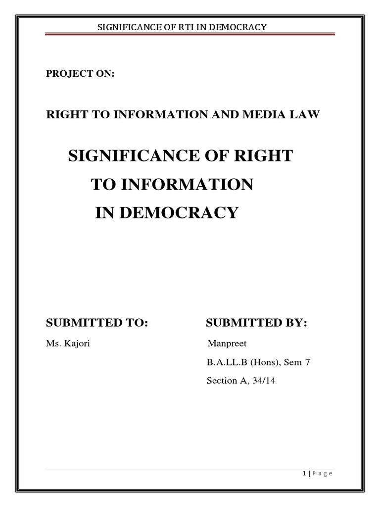 Rti & Democracy | PDF | Freedom Of Information Laws By Country | Democracy