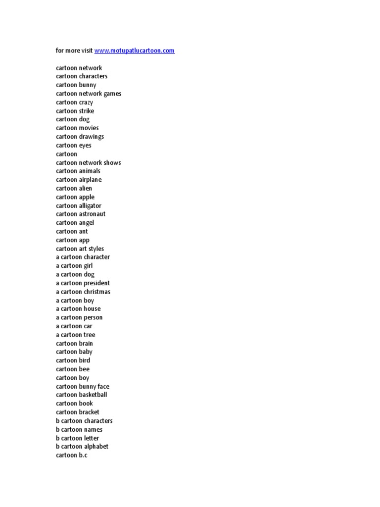Cartoon Keywords | PDF | Cartoon