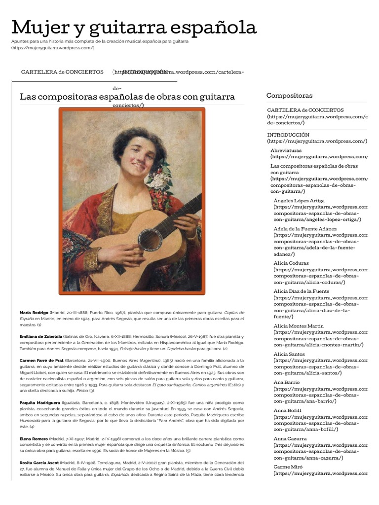 Las Compositoras Españolas de Obras Con Guitarra Mujer y Guitarra ...